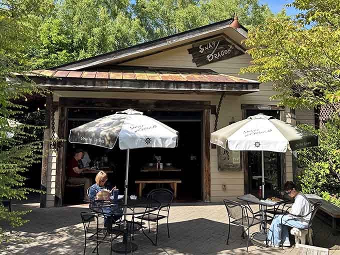 That charming wooden facade practically whispers "come on in, friend" louder than your GPS ever could.