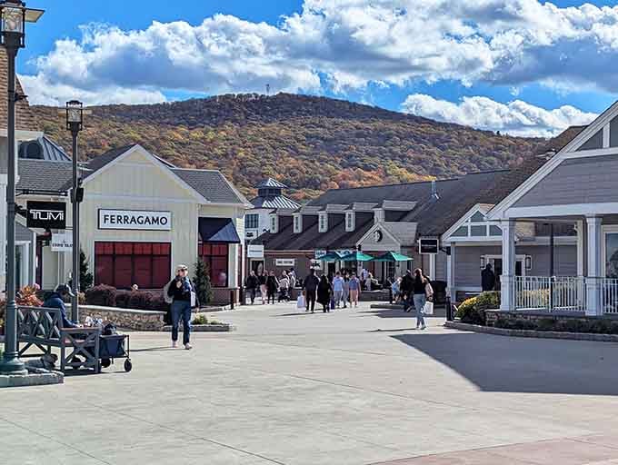 The village-style layout makes you forget you're at an outlet mall until your shopping bags remind you.