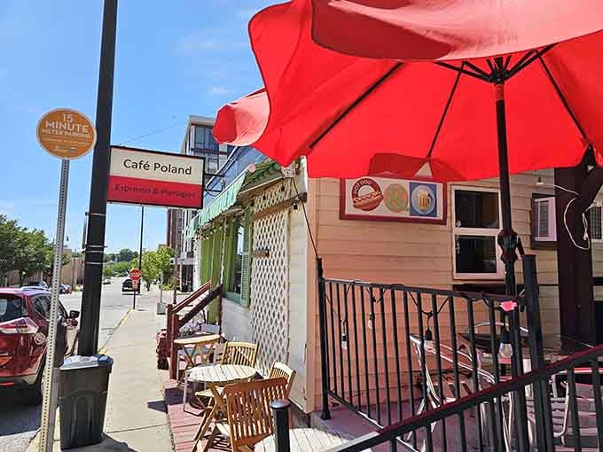 Nestled on the street corner, this quaint Polish cafe is ready to serve you its delicious pierogis.