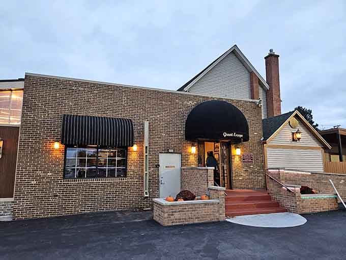 That brick facade and welcoming awning promise good things inside, like a friend's house where dinner's always ready.