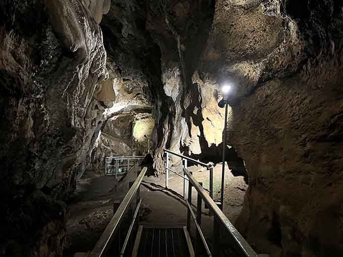 Dramatic lighting transforms this cave passage into something Spielberg would use for an Indiana Jones sequel scene.