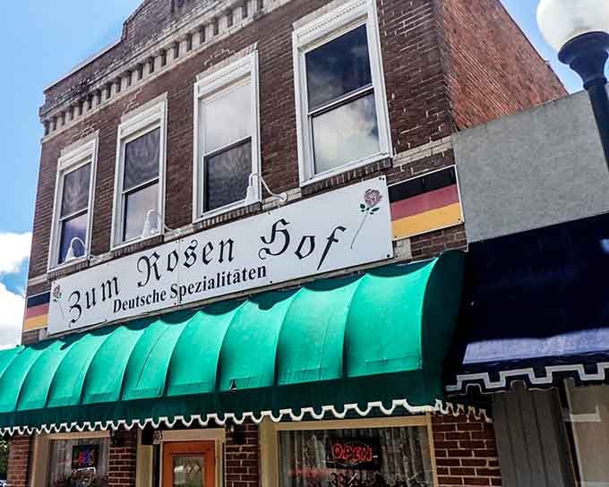 That green awning and German flag colors announce you've found Bavaria in brick-building form right here in Georgia.