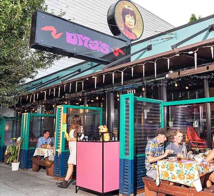 That turquoise and pink exterior isn't just eye-catching, it's practically demanding you come inside and eat something amazing.