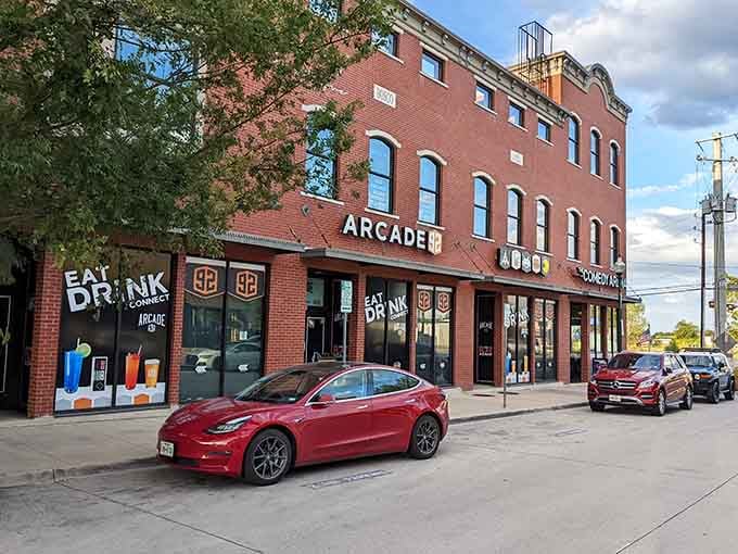 That classic brick facade holds more joy per square foot than most places twice its size.