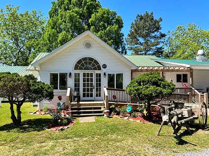 This charming cottage exterior promises whimsy within, like finding Narnia but with better lunch options and no Turkish Delight required.