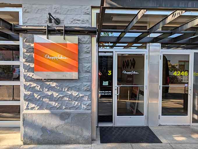 Modern industrial meets breakfast comfort where that welcoming entrance practically pulls you inside for pancakes and fun.