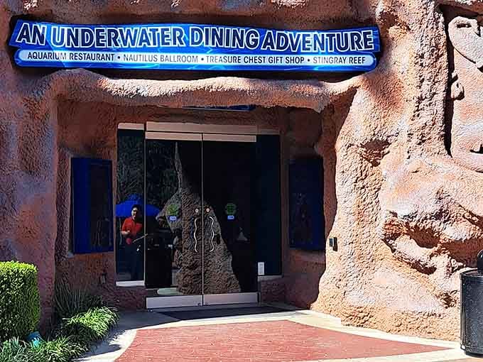 Walking through these doors means leaving landlocked Texas behind for an underwater adventure with better parking.