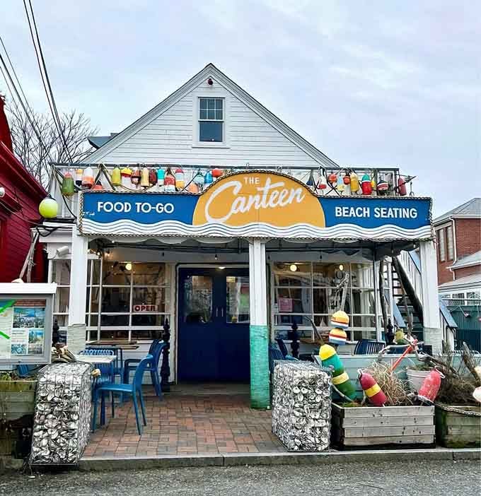 That cheerful facade with its rainbow of buoys promises exactly the kind of fun you're about to have inside.