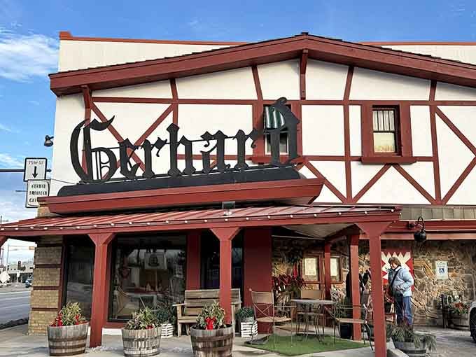 That half-timbered facade isn't fooling anyone, this is pure Bavaria transplanted to Wisconsin, and we're here for it.