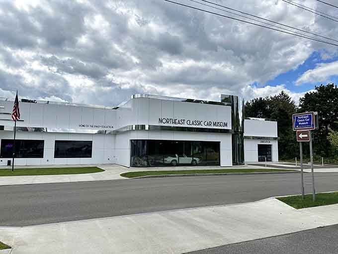 From the street, you'd never guess this building contains enough vintage chrome and horsepower to make any car enthusiast weep.