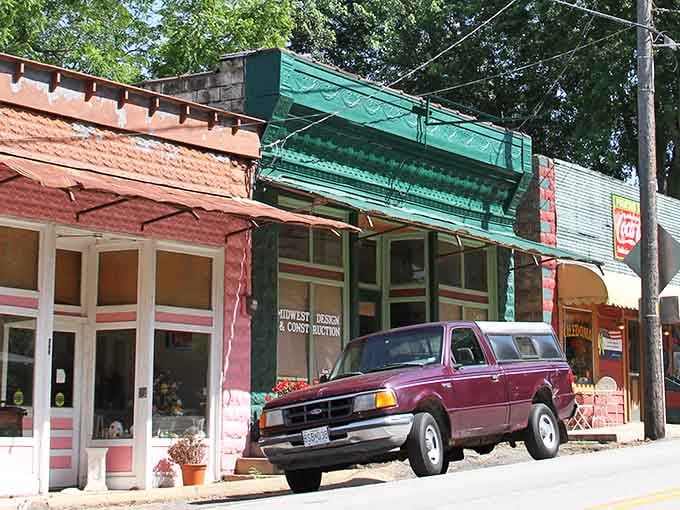 A vintage truck parked on a quiet street where time moves slower and nobody minds one bit.