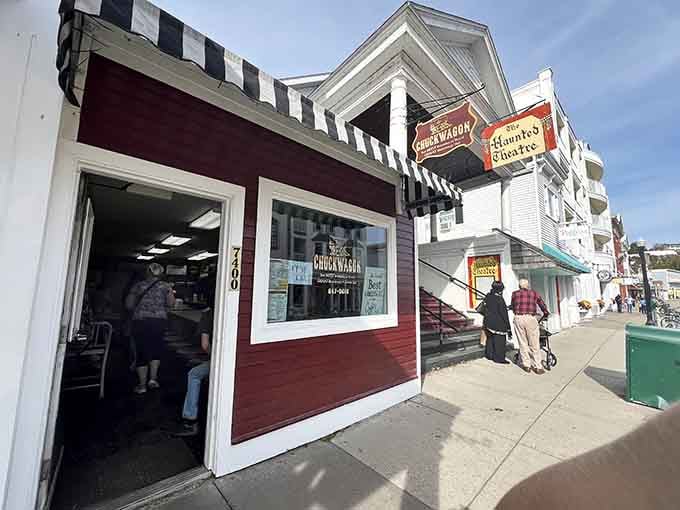 The Chuckwagon sits ready to feed hungry travelers who've earned their appetite dodging horse carriages and resisting fudge shops all morning long.