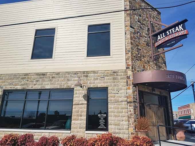 A corner steakhouse where carnivorous dreams meet small-town charm&mdash;and that retro sign promises serious business with your beef.