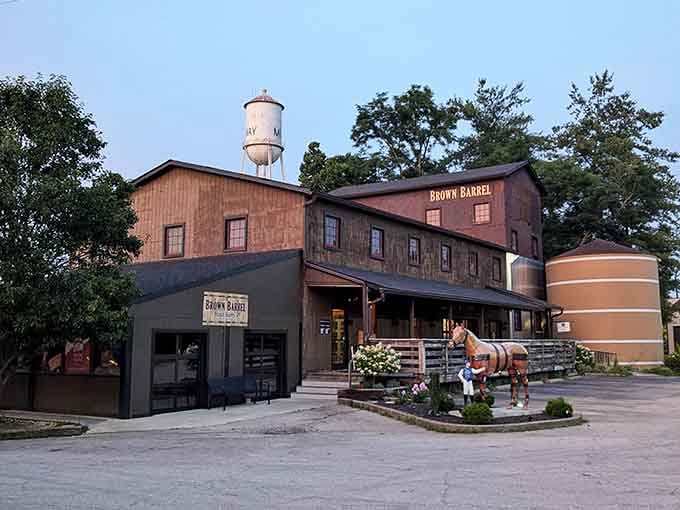 That rustic barn-style exterior isn't fooling anyone - this is where serious eating and drinking happens in horse country.