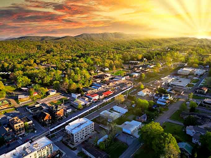 Golden hour over Blue Ridge looks like someone turned the saturation up to eleven and forgot to turn it back down.
