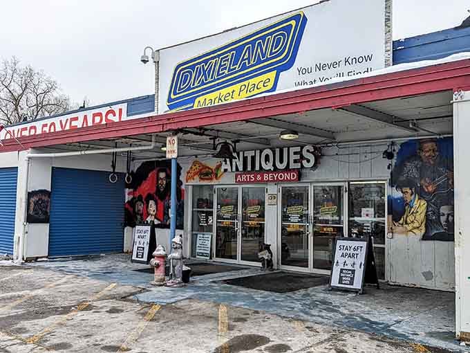 The iconic Dixieland sign welcomes treasure hunters to Waterford Township's most eclectic shopping adventure under one roof.