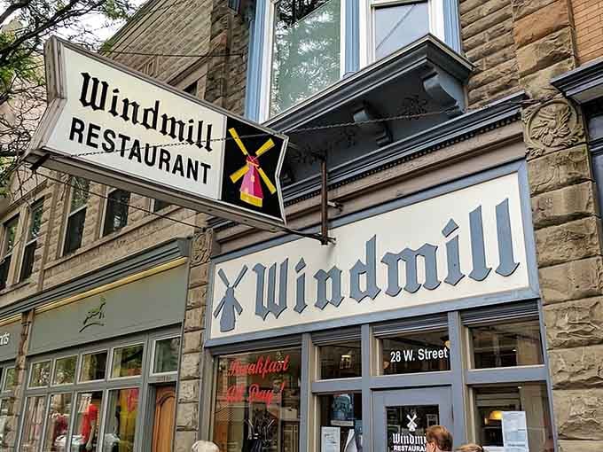 The storefront promises "Breakfast All Day" in letters that speak directly to your soul and stomach.