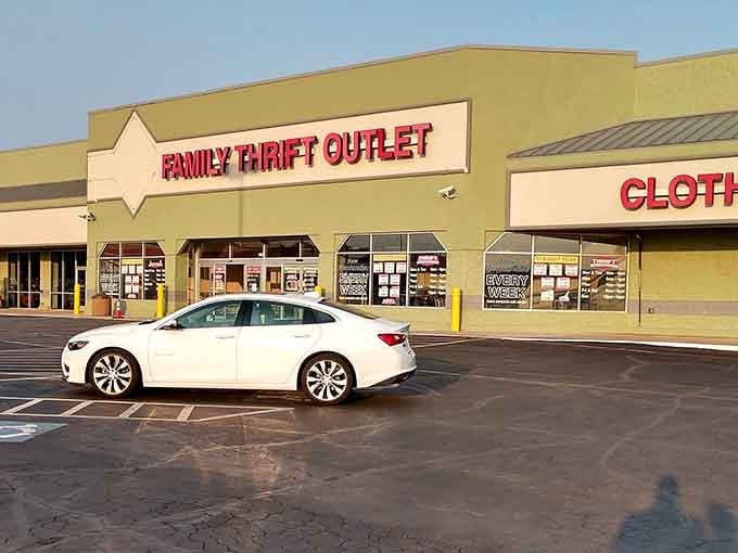 That cheerful green facade promises bargain-hunting adventures that'll make your wallet sing with joy and relief.