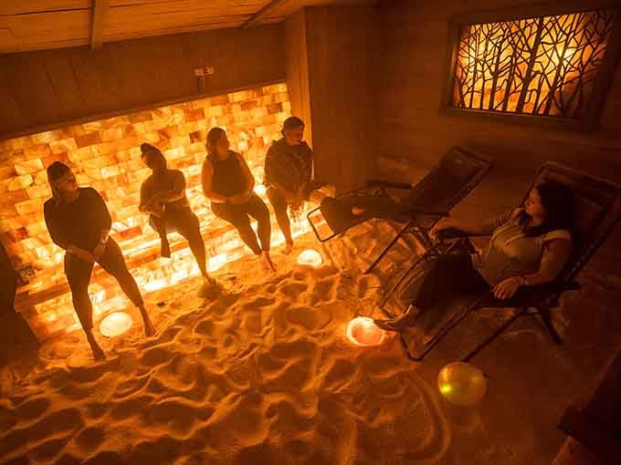 Watching visitors find their zen on salt-covered floors proves that sometimes the best therapy involves doing absolutely nothing at all.