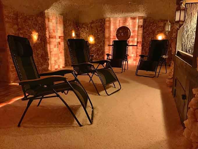 Step into this glowing sanctuary where the walls literally sparkle with healing Himalayan salt and stress evaporates faster than your New Year's resolutions.