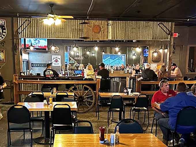 Those wooden tables have hosted countless conversations over pulled pork, and they've got the character to prove it.