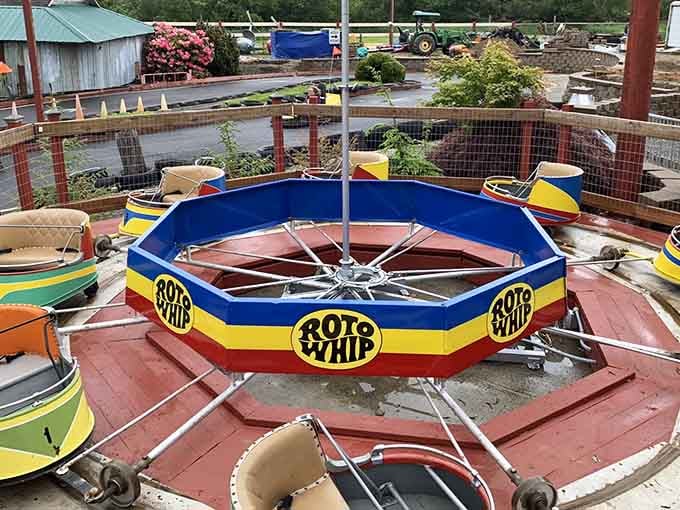 The Roto Whip spins laughter into the coastal air, proving centrifugal force is hilarious at any age.