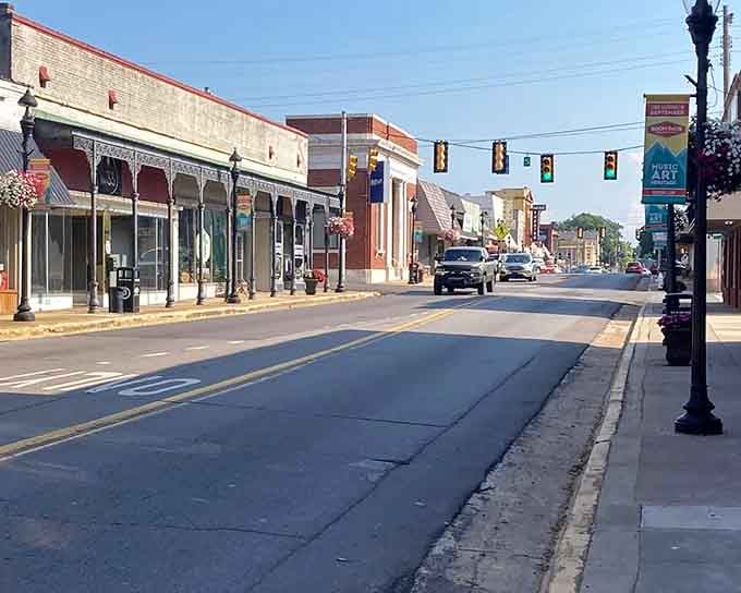 Wide streets and preserved storefronts create a downtown where parking is easy and strolling is actually pleasant, imagine that concept.