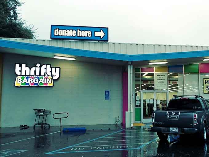 That cheerful blue and white exterior practically begs you to come inside and find something wonderful.