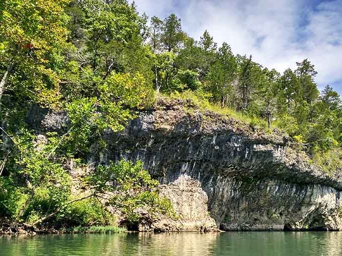 Those limestone bluffs rising from the Meramec River look like nature's own cathedral walls, minus the pews.