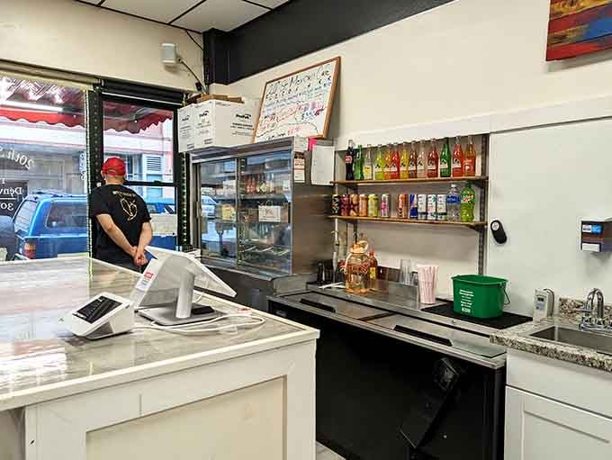 The counter area keeps things efficient and friendly, where orders flow and breakfast dreams come true.