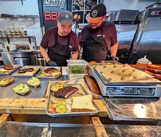 Behind the counter, skilled hands prepare your order with the kind of care that shows in every bite.