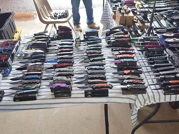 This tactical knife display offers more folding options than a origami convention for the practical-minded shopper.