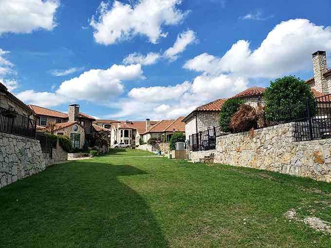 Stone walls and manicured lawns create a residential paradise that's equal parts Old World and new money.