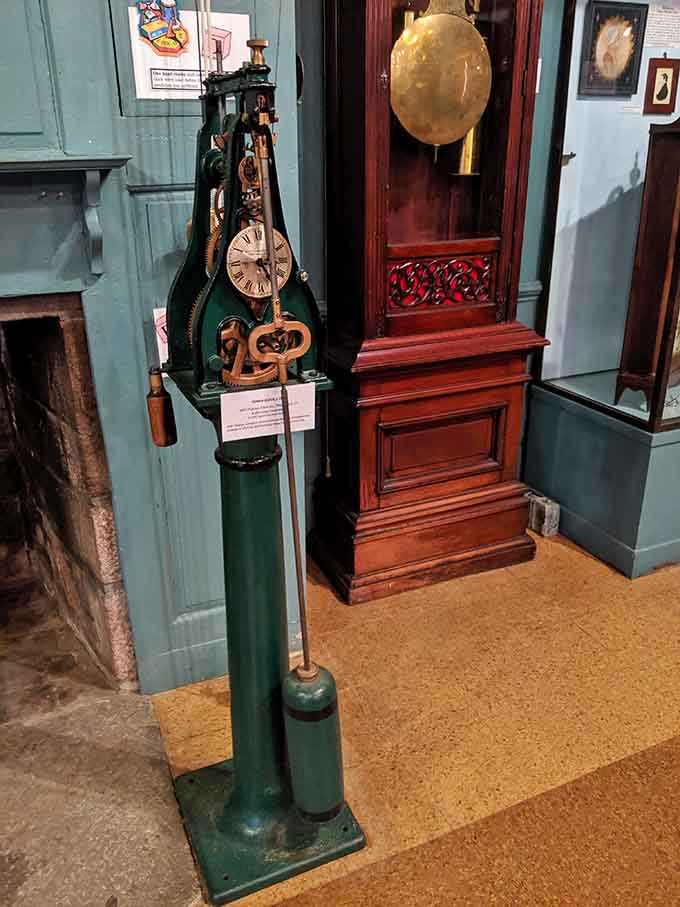 This tower clock mechanism proves that before digital displays, telling time required serious mechanical muscle and impressive vertical space.