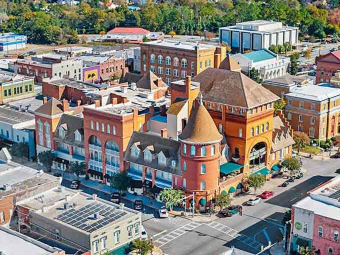 Aerial views revealing a downtown that actually looks like a downtown instead of a sad strip mall.