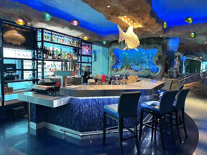 A bar where you can contemplate life's mysteries while fish contemplate yours from the other side.