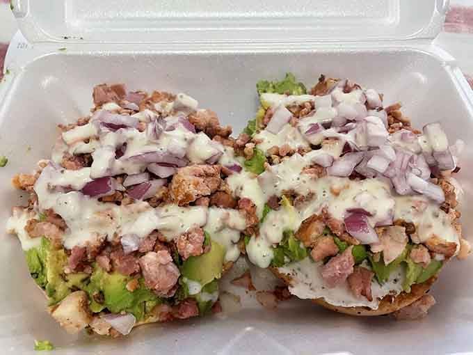 Avocado and herb cream cheese on a bagel is California dreaming with a Virginia Beach twist.