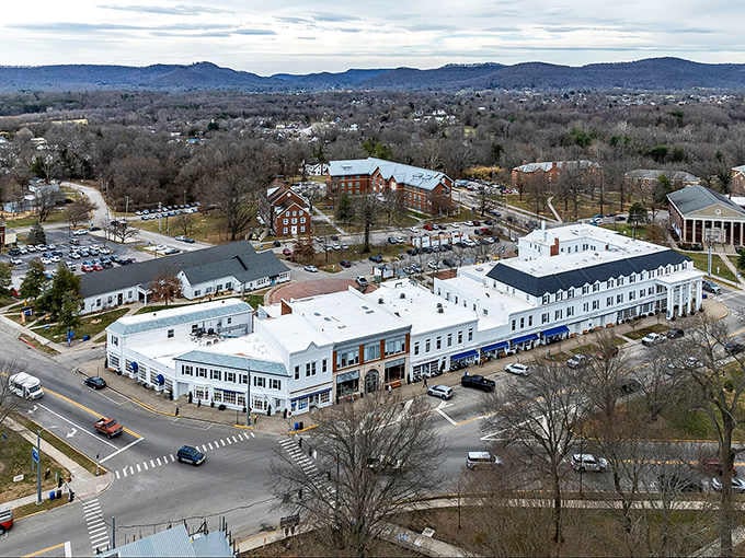 Downtown Berea from above reveals a town that refused to let chain stores ruin its character and charm.
