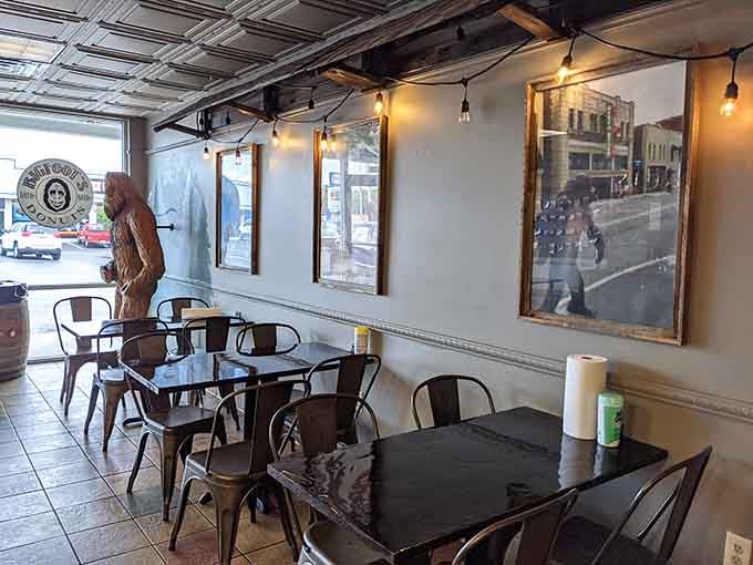 Industrial-chic seating and natural light create the perfect spot to contemplate life's sweetest mysteries.