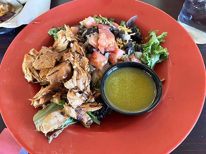 When barbecue meets greens on a plate, proving that salads can indeed hang with the cool kids.