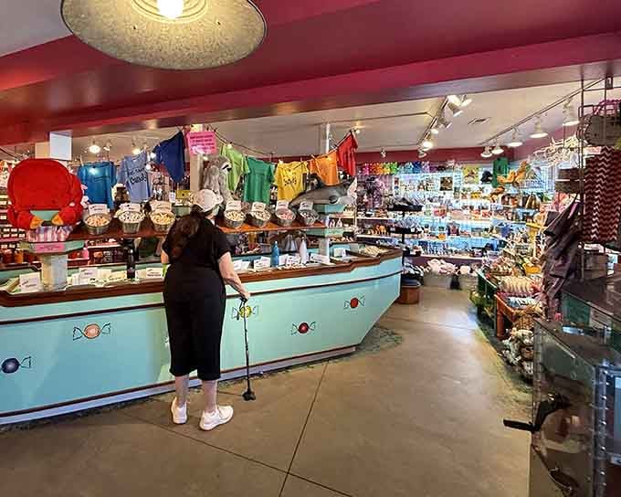 That turquoise counter is where dreams are weighed, bagged, and handed over with a smile that says "enjoy."