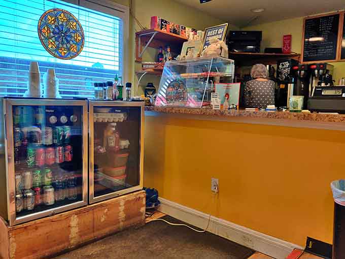 The counter area where magic happens, complete with beverages and treats waiting to complement your authentic Polish feast perfectly.