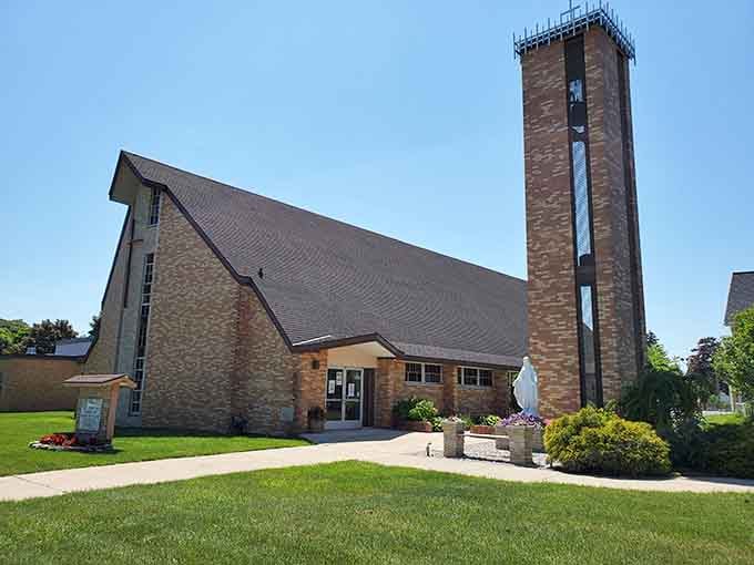 St. Mary's tower reaches skyward like a beacon reminding everyone that good design transcends denominations.