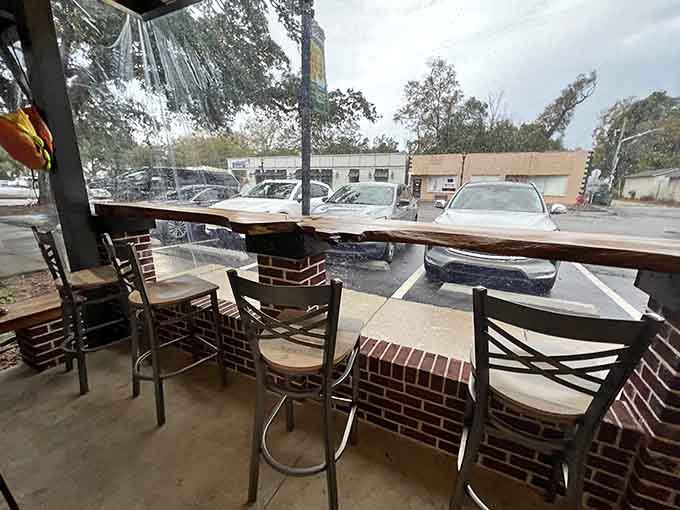 Counter seating with a view of the action, where you can watch burger magic happen in real time.