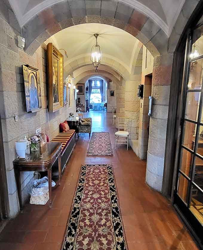 Stone archways and Persian rugs create hallways where you expect royalty to pass by momentarily.
