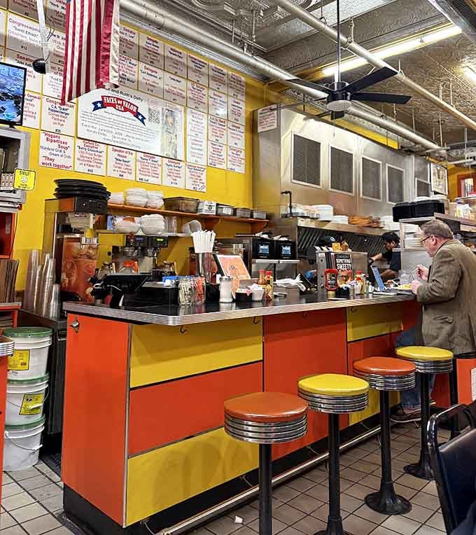 Counter seating where governors and college kids sit elbow to elbow, united by their love of good food.