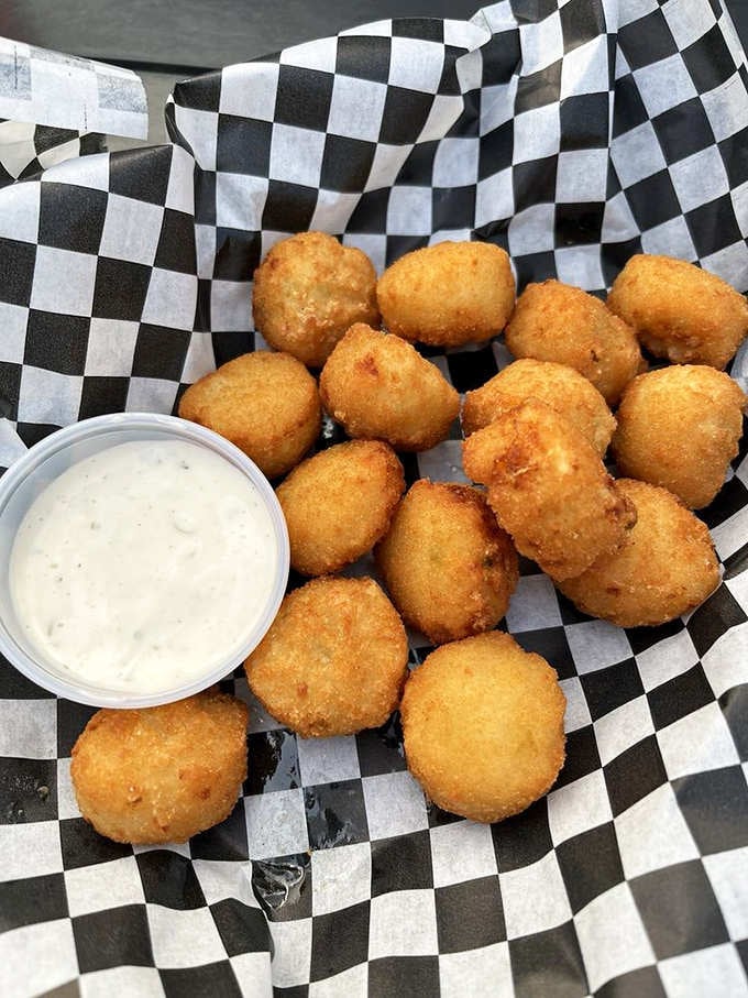 These potato bits are basically little spheres of fried happiness begging to be devoured immediately.