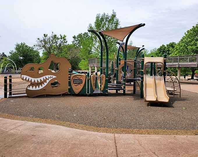 Cosmo Park's dinosaur playground equipment delights kids while parents wonder why their childhood parks weren't this cool.