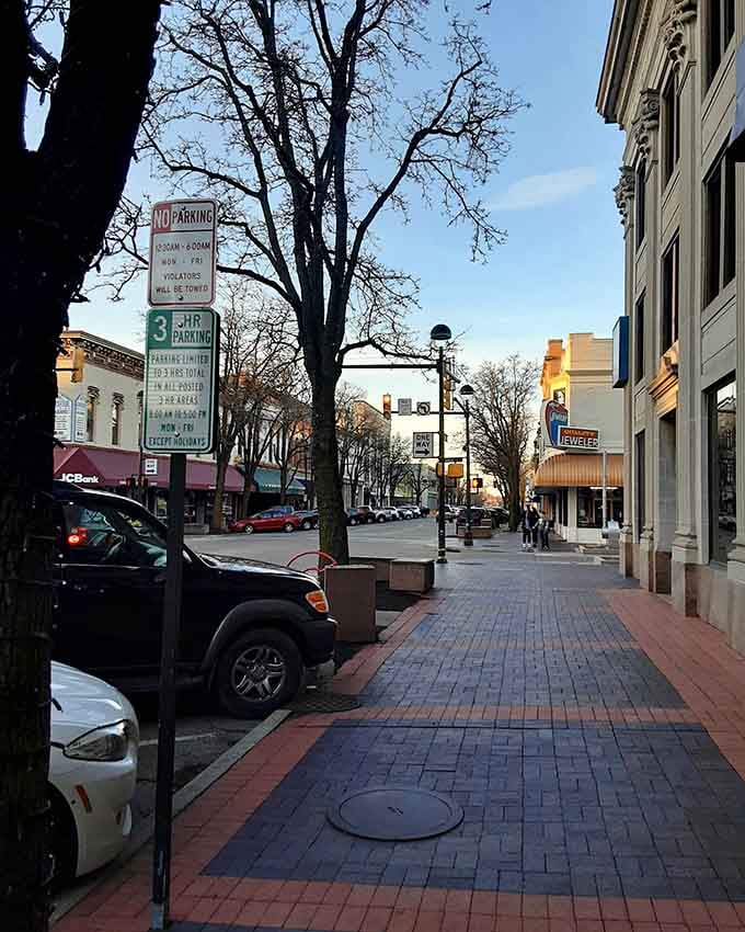 Wide sidewalks and brick pavers make window shopping feel like an actual pleasant experience again.