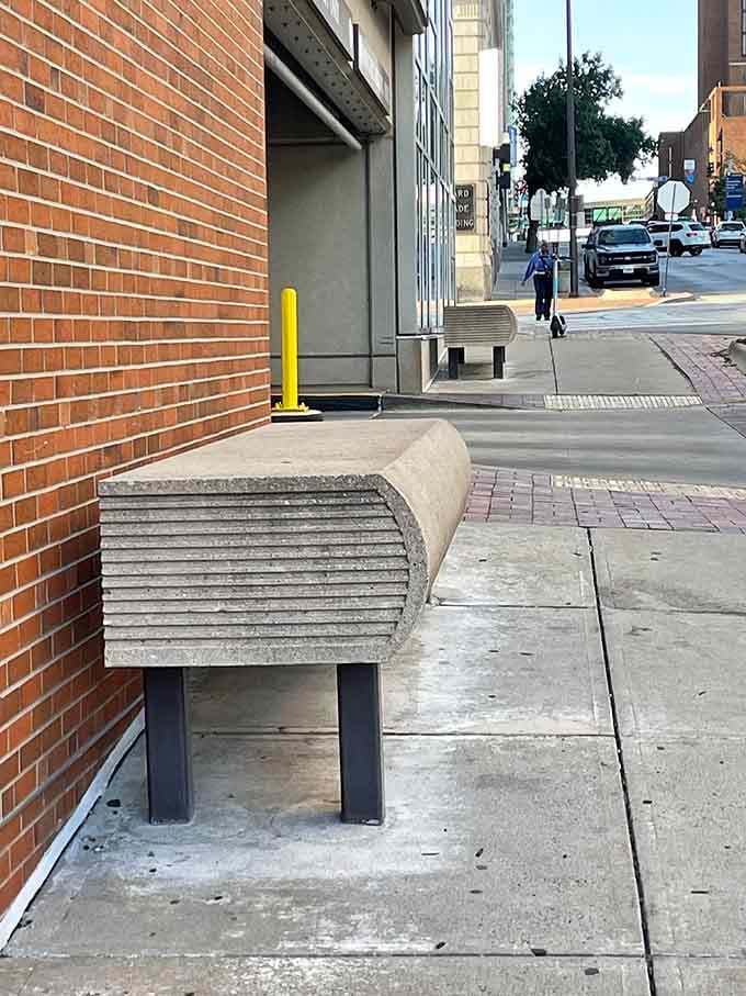 The parking garage entrance becomes an invitation to leave your car and lose yourself in stories instead.